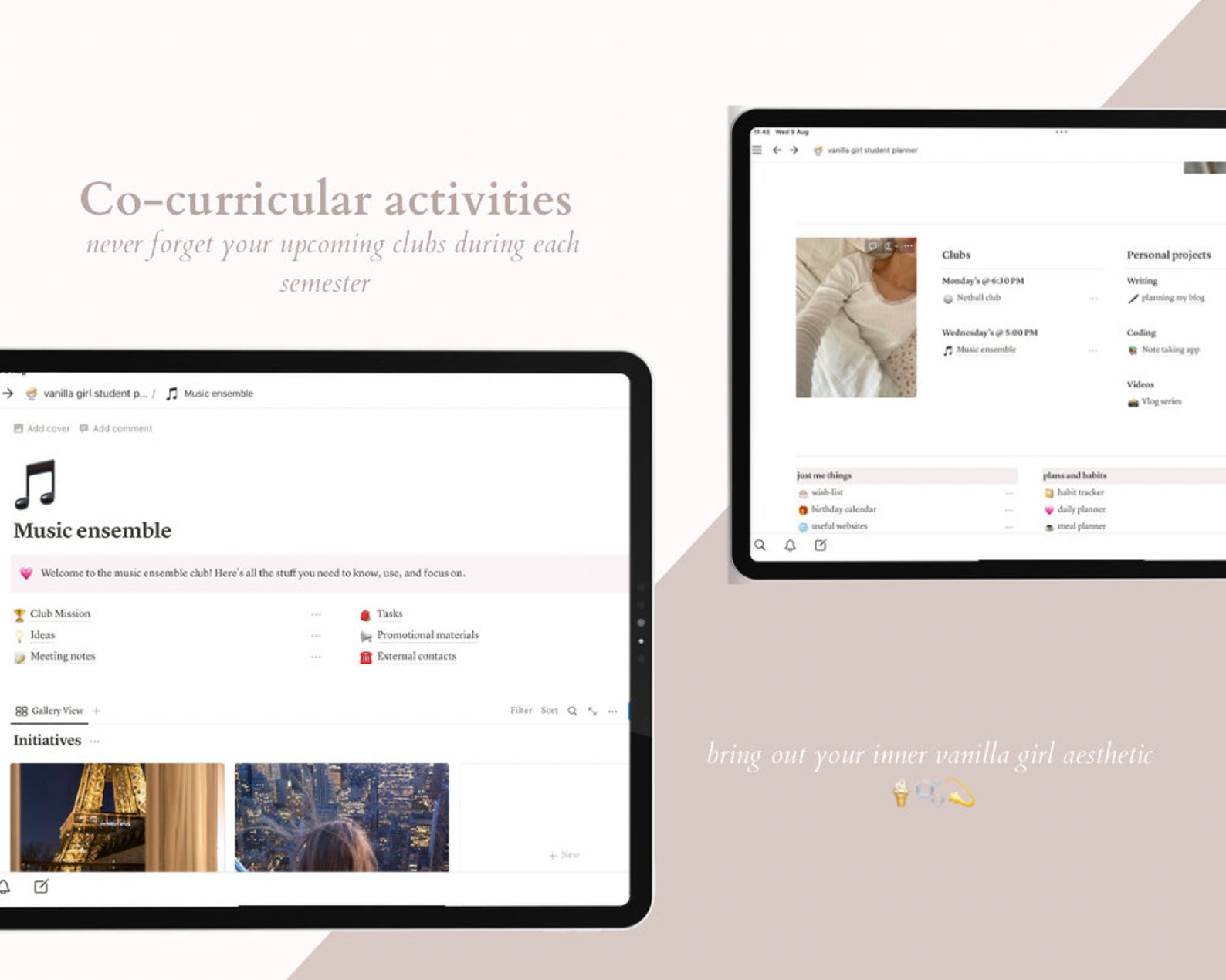 Vanilla Girl Aesthetic Student Notion Planner, Vanilla Girl Notion ...