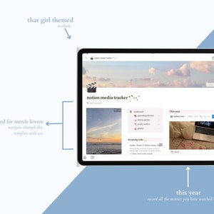 Aesthetic Notion Movie and Series Tracker, Notion Media Template, Movie ...
