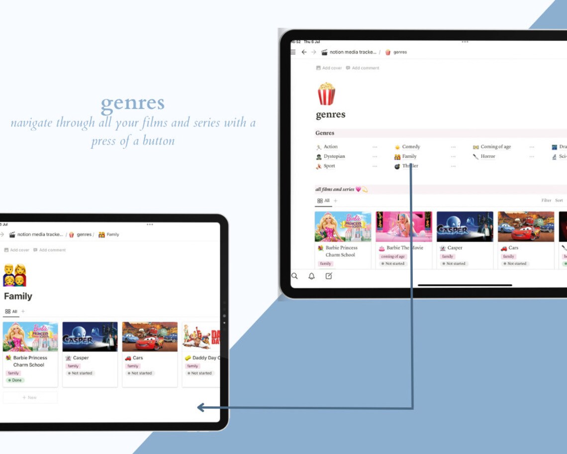 Aesthetic Notion Movie and Series Tracker, Notion Media Template, Movie ...