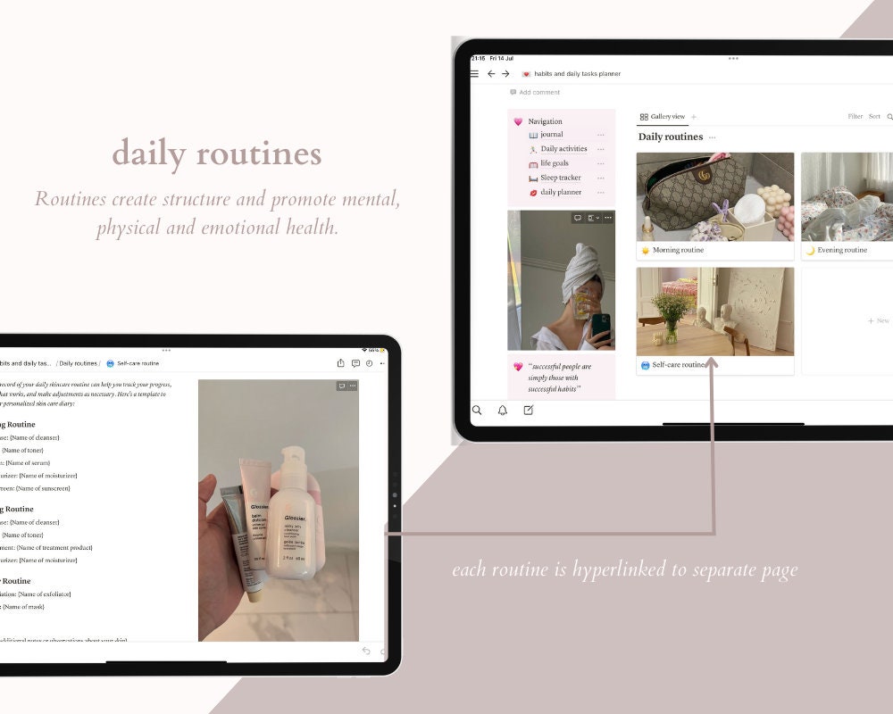 Aesthetic That Girl Habit & Daily Task Notion Template, Notion Habit ...