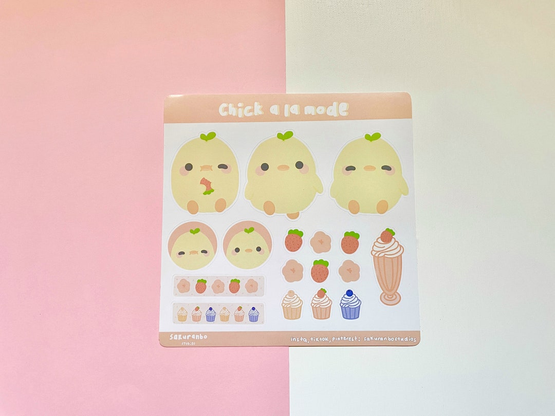Kawaii Baby Chick Sticker Sheet | Cute Sticker Sheet | Animal Scrapbook ...