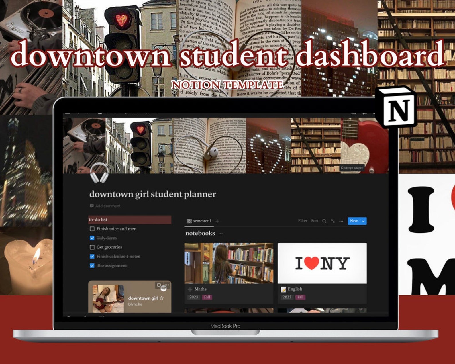 Downtown Girl Student Notion Planner Template - Etsy