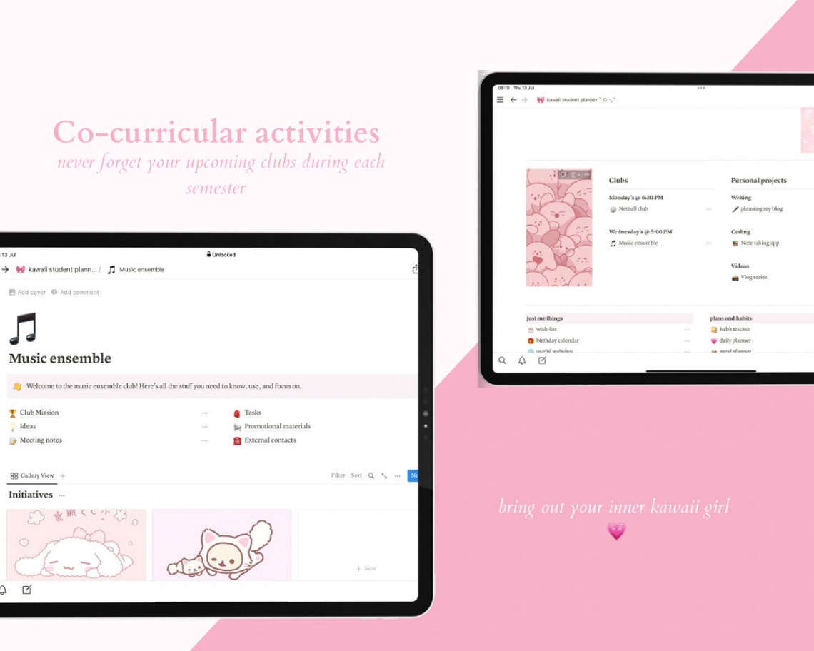 Kawaii Student Notion Planner Template, Cute School Planner Notion ...