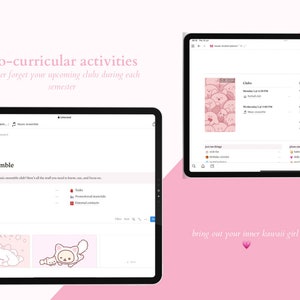 Kawaii Student Notion Planner Template, Cute School Planner Notion ...