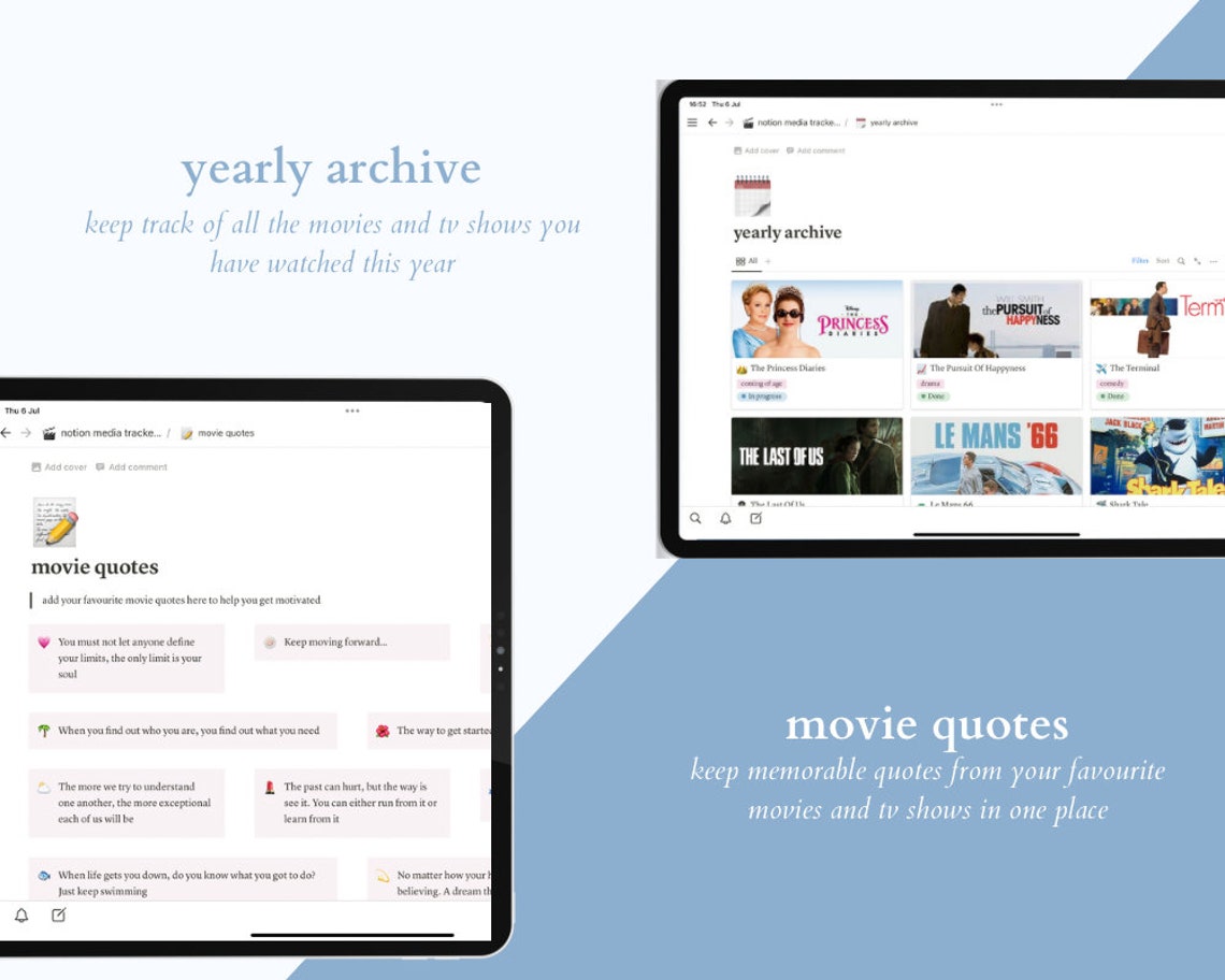 Aesthetic Notion Movie and Series Tracker, Notion Media Template, Movie ...