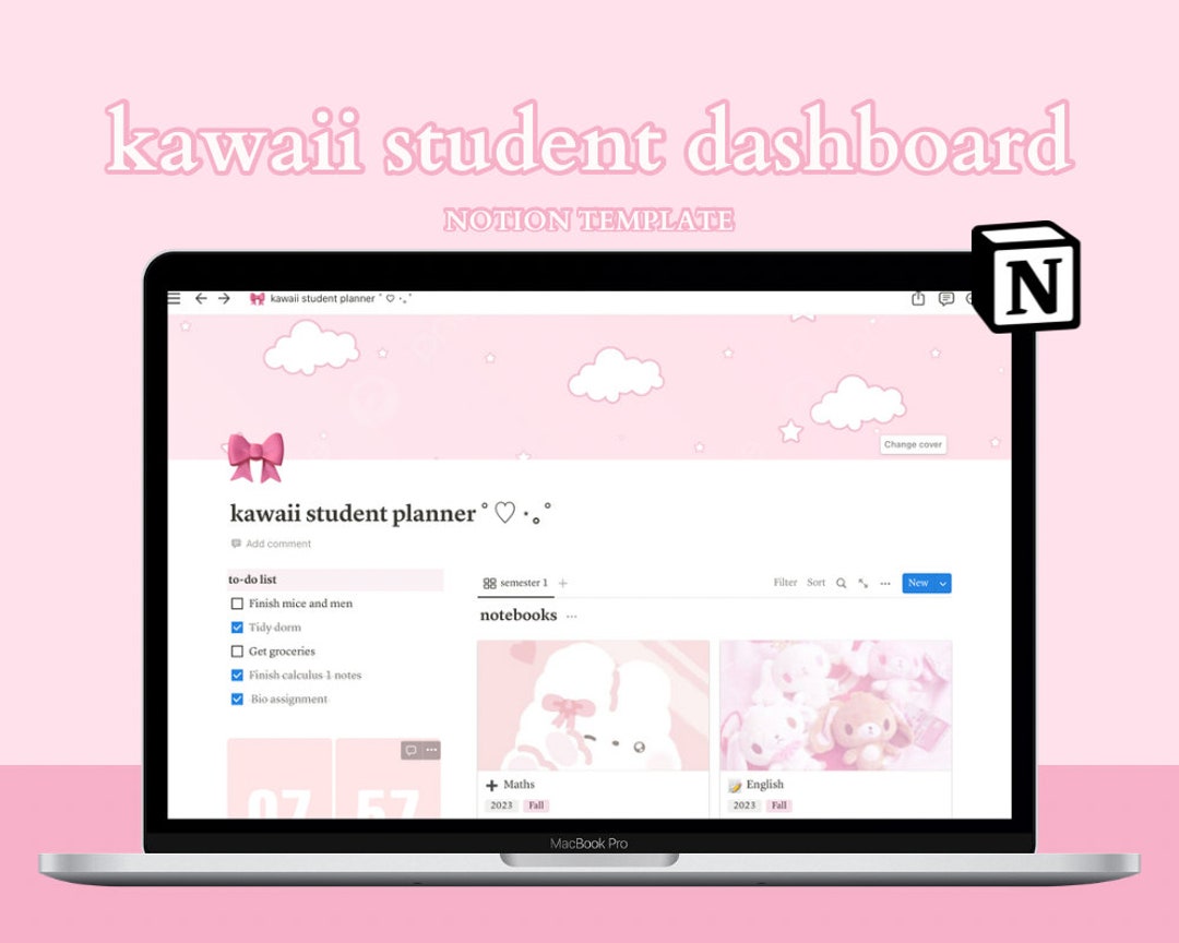 Kawaii Student Notion Planner Template, Cute School Planner Notion ...