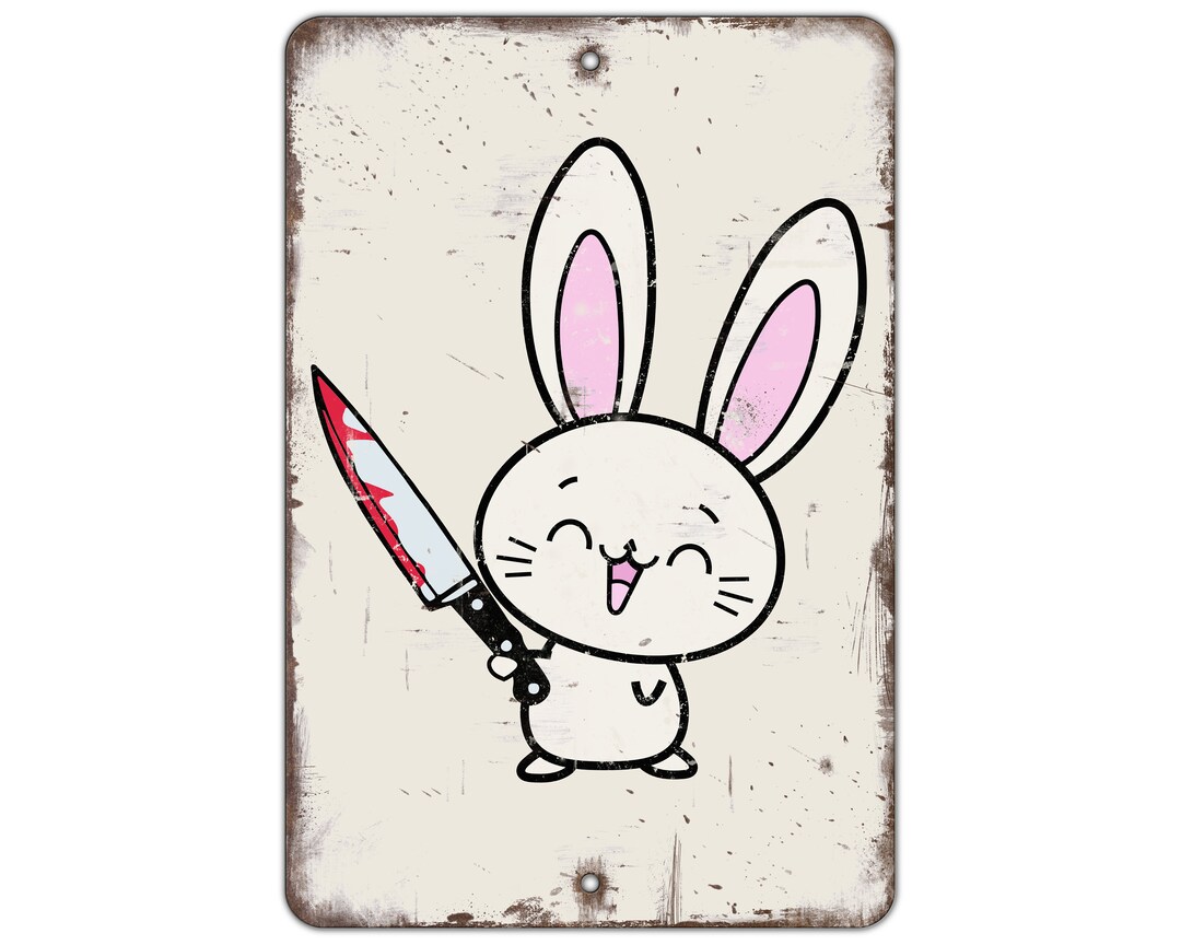 Murder Bunny Aluminum Metal Sign Funny Eye-catching Wall Decor Spooky ...