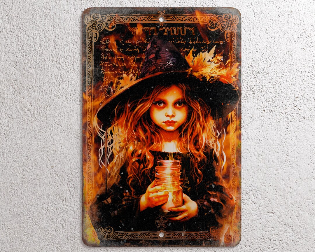Fire Witch Metal Sign, Witchcraft Wall Art, Dark Witch Decor, Occult ...