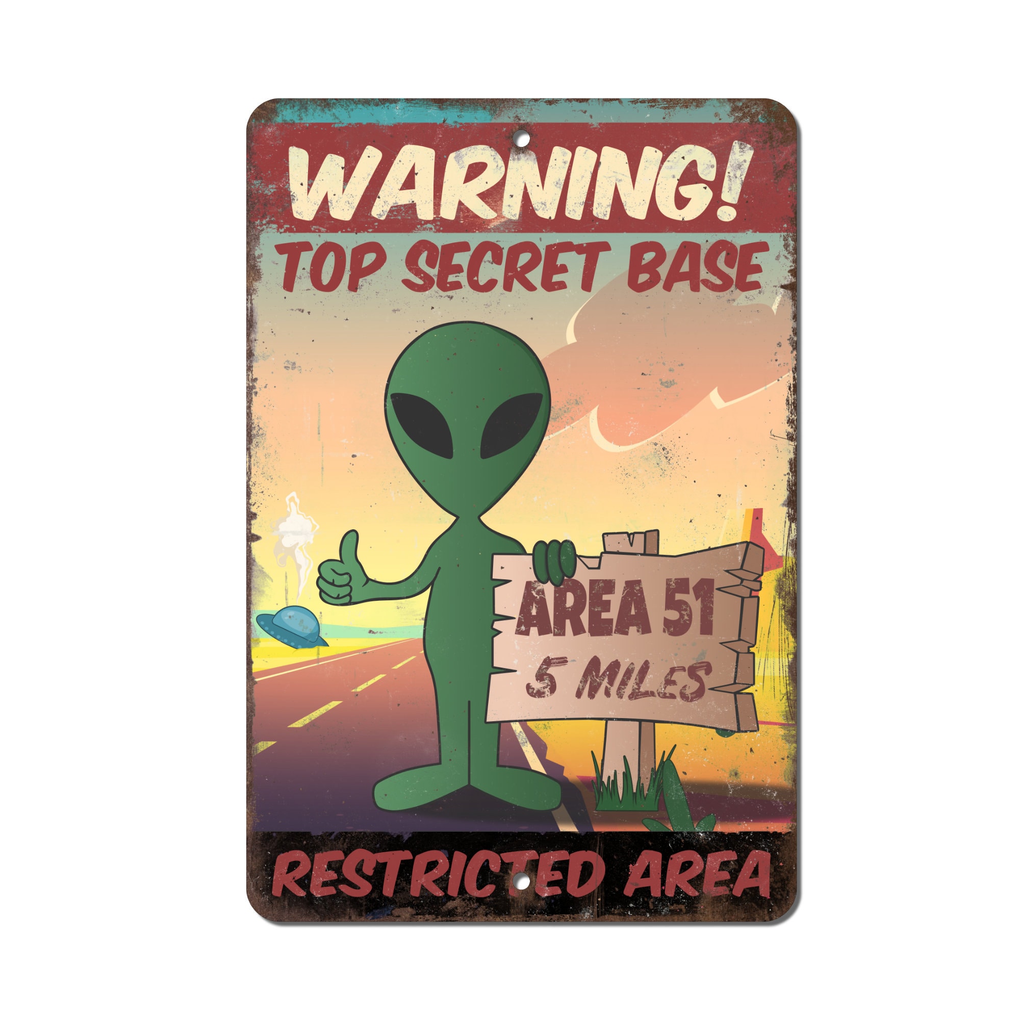 Warning Restricted Area 51 Sign Alien Sign Aluminum Sign Metal Sign Tin ...