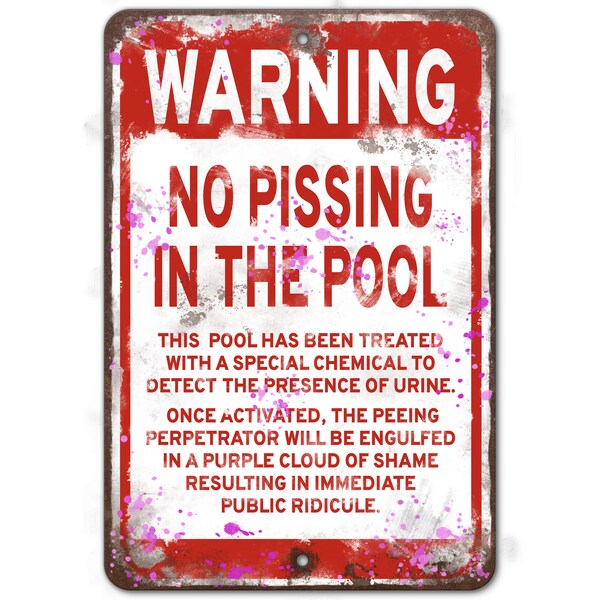 Funny Pool Signs - Etsy