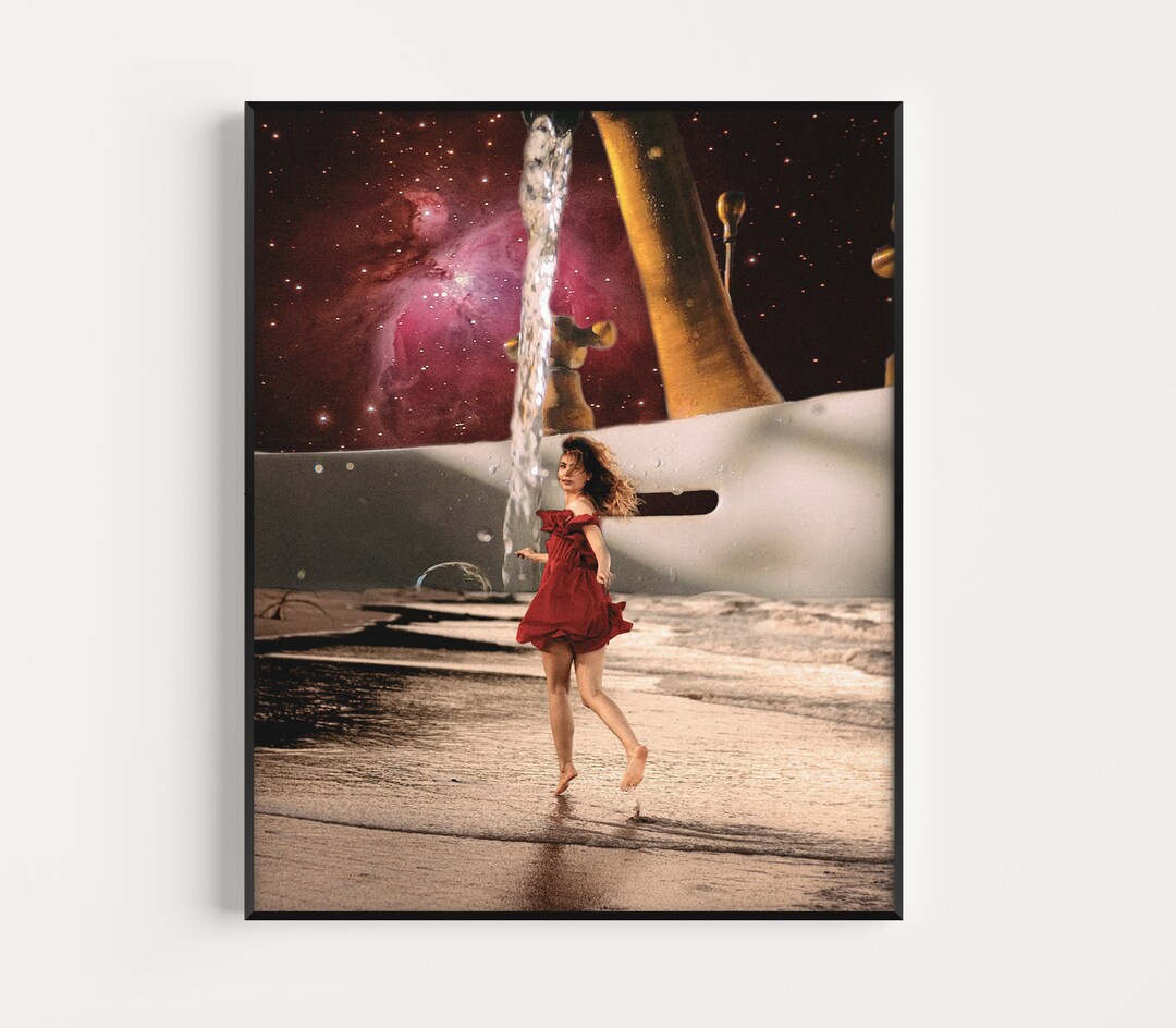 Celestial Art Print, Night Art Print, Cosmic Art Print, Red Wall Art ...