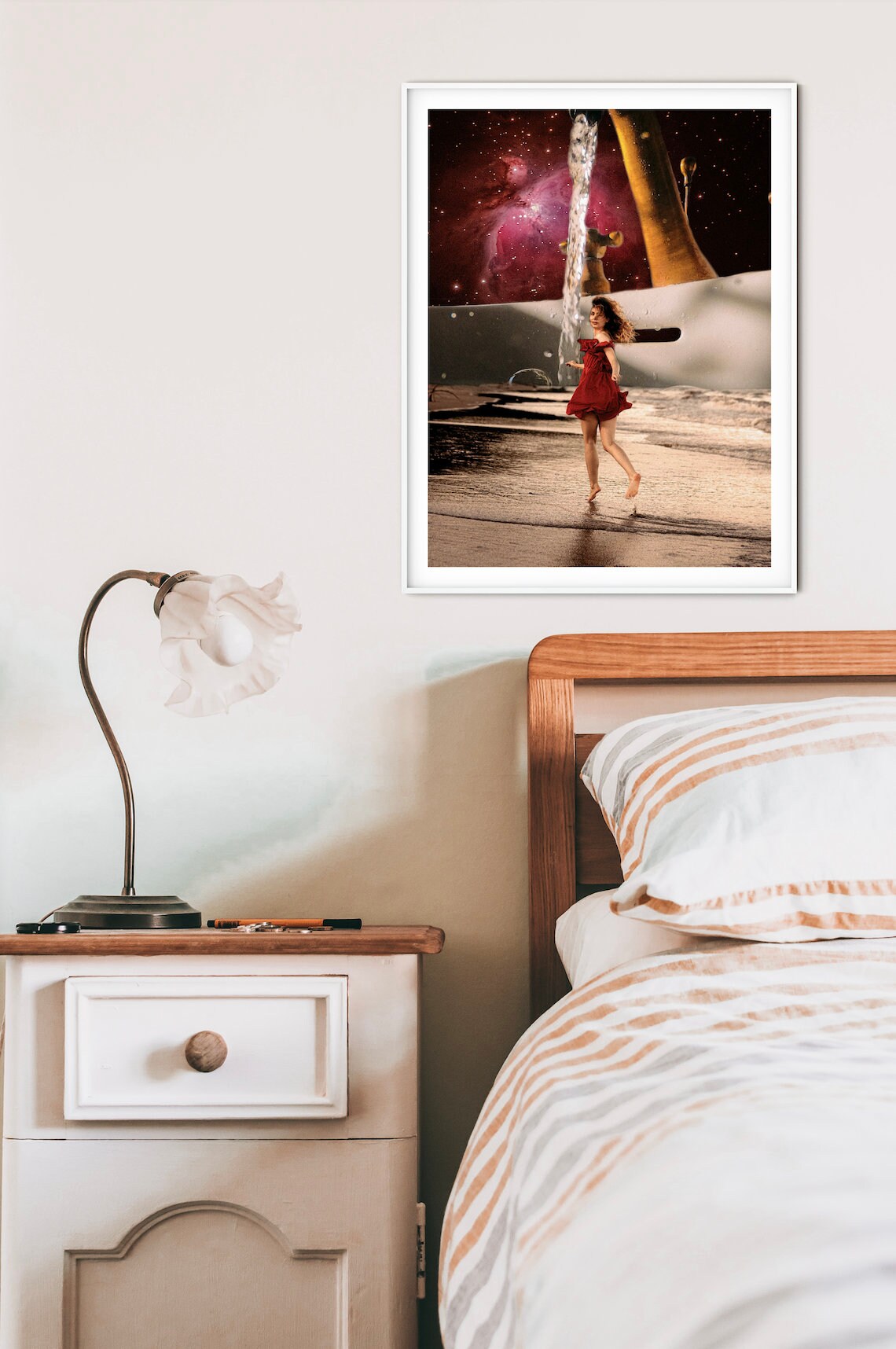 Celestial Art Print, Night Art Print, Cosmic Art Print, Red Wall Art ...