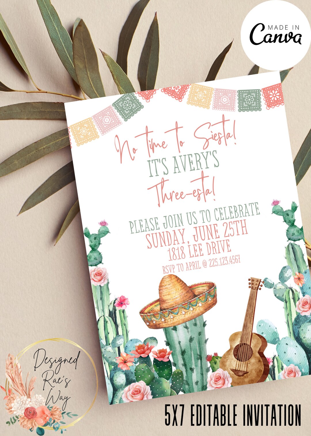 Three-esta Editable Birthday Invitation|three-esta Birthday Invitation ...