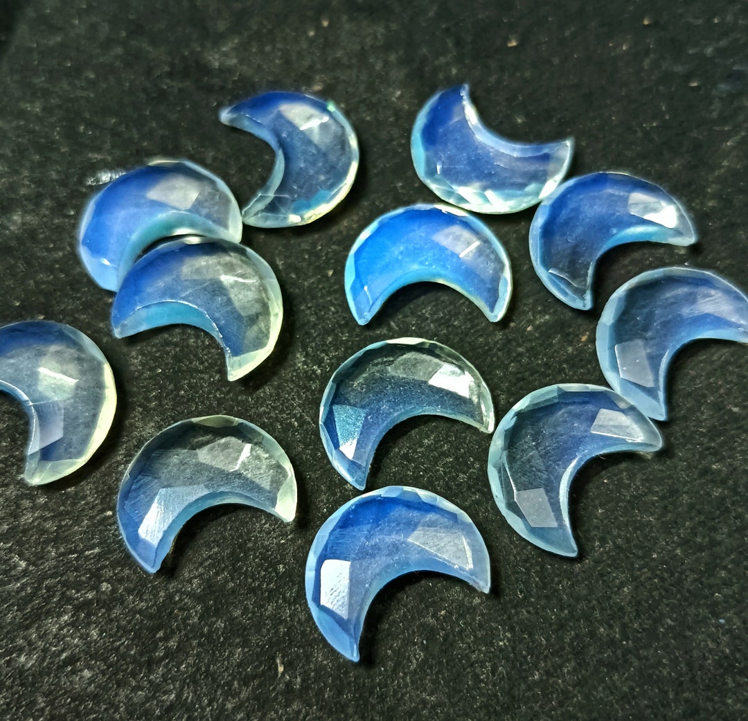Rainbow Glass Moon Shape, Faceted Moon Shape, Matched Pair Bead ...