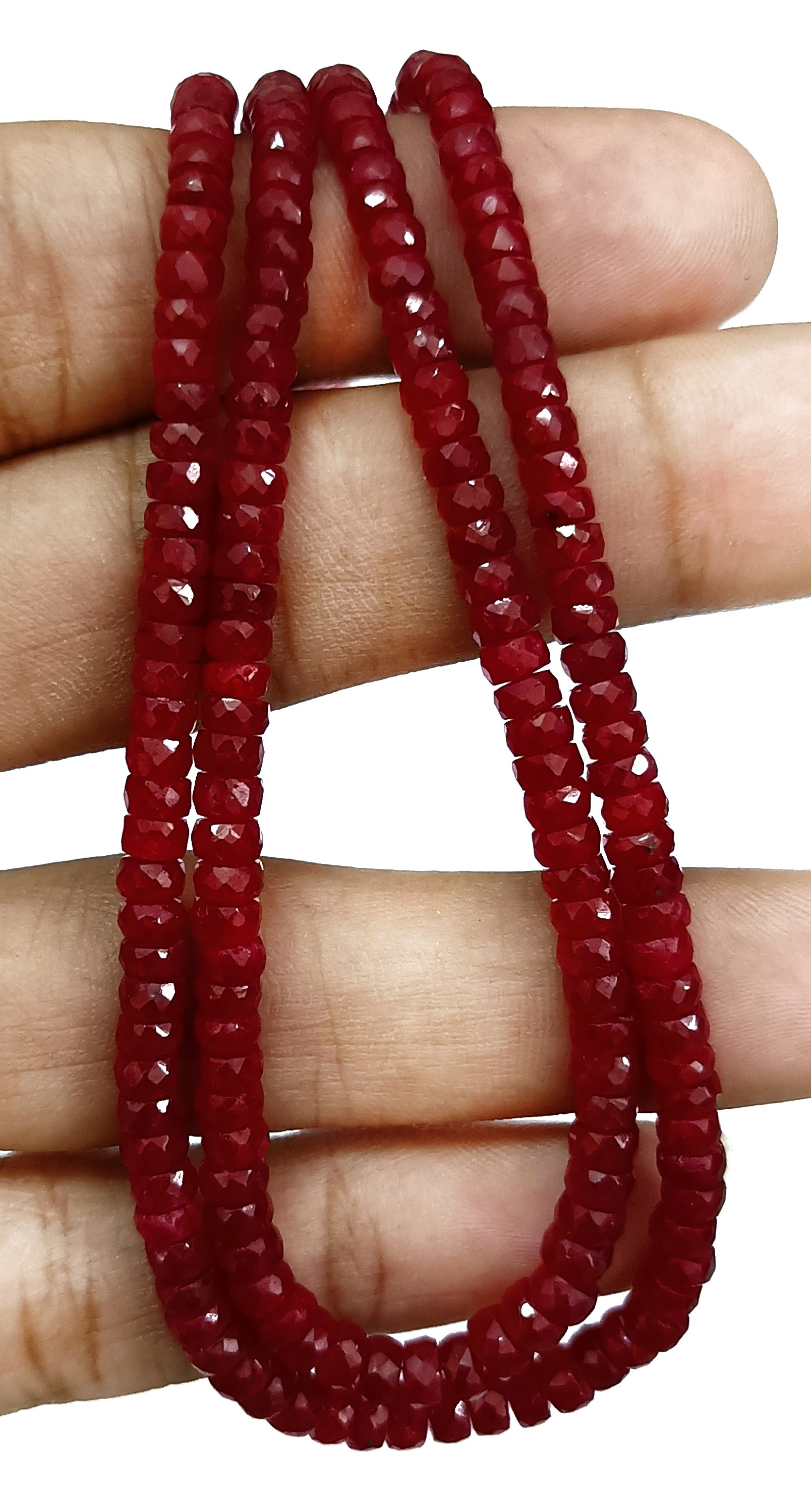 100% Ruby Necklace, Faceted Rondelle Necklace, 4-5 MM Natural Ruby ...