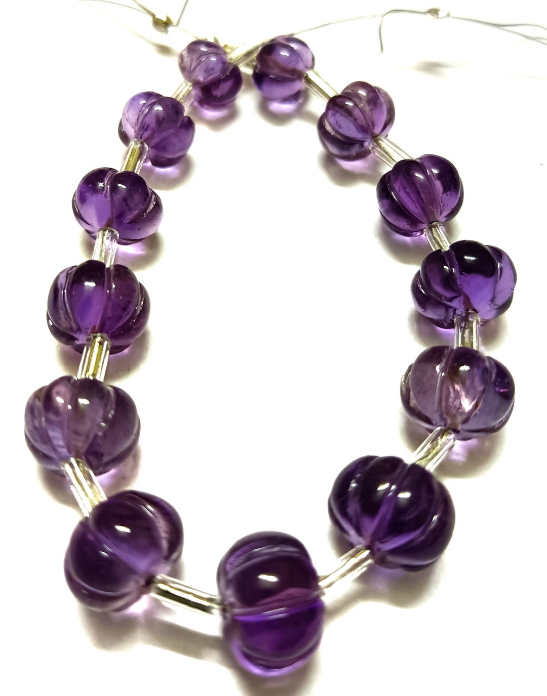 Curving Amethyst Watermelon Shape, Natural Amethyst, Size 8 to 10mm,7 ...