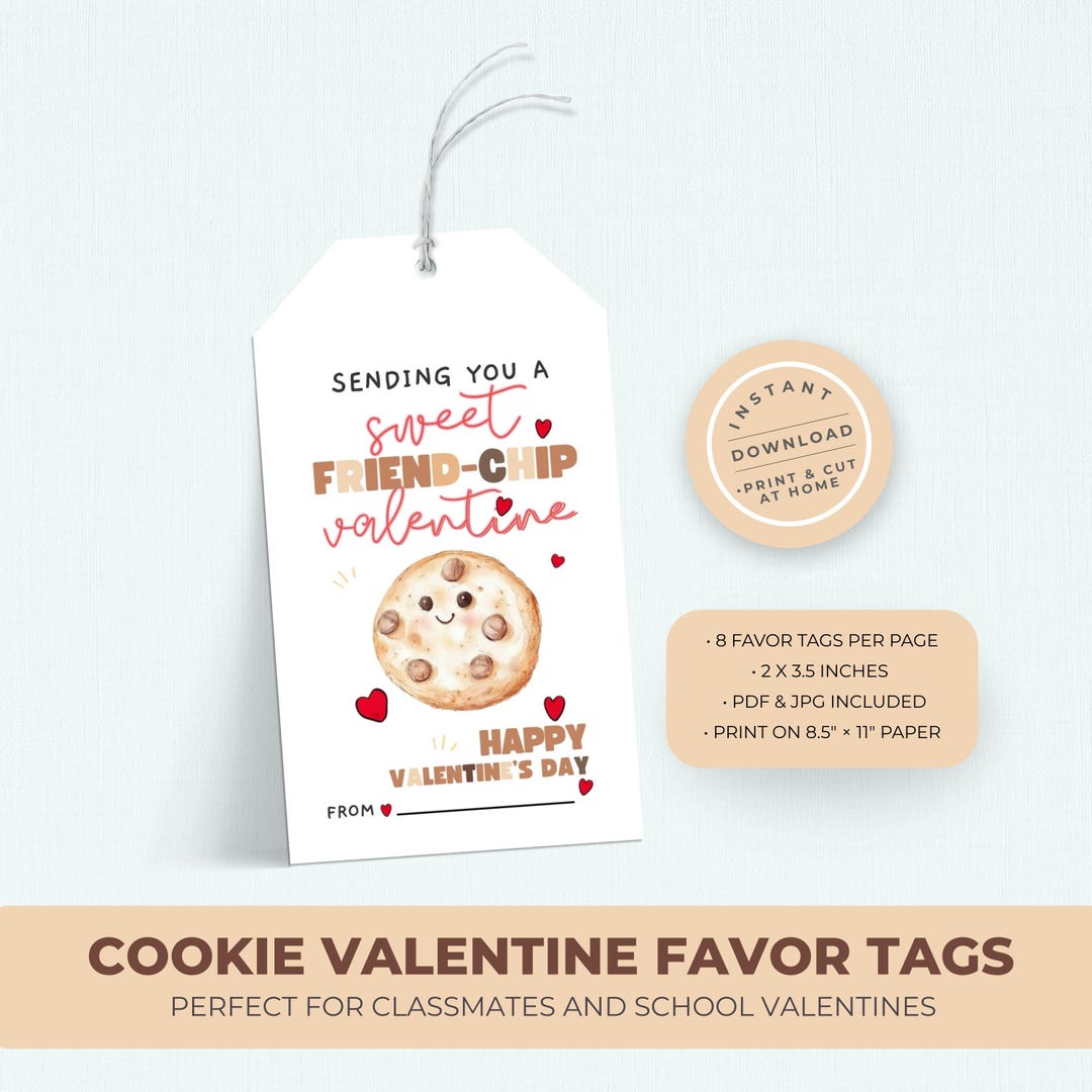 Valentine's Day Cookie Tag Printable | Classroom Valentine Treat Tag ...
