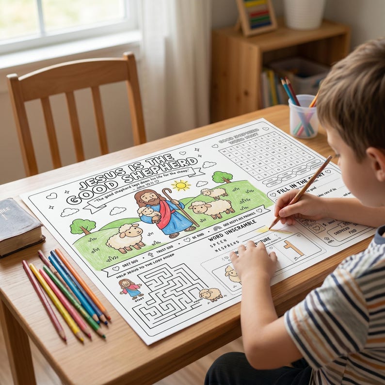 Jesus the Good Shepherd Activity Placemat, Life of Jesus, John 10:11 ...