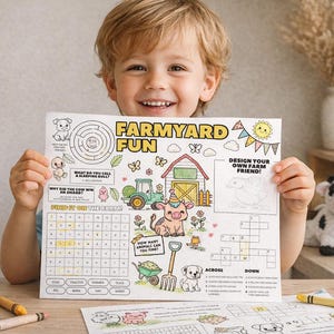 Farm Activity Placemat Printable – Kids Farmyard Games & Coloring - Etsy