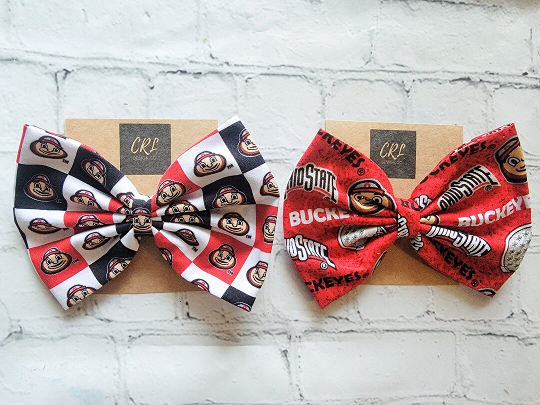 OHIO STATE BUCKEYES Clip Bow Nylon Headband Red Ohio Brutus Buckeye ...