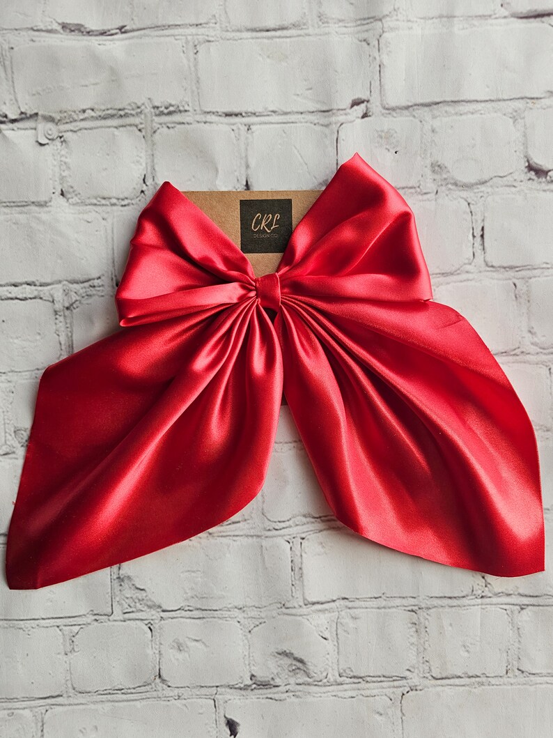 LARGE LONG TAIL Bow | Oversized Bow | Satin | Adult Bow | Valentine Bow ...