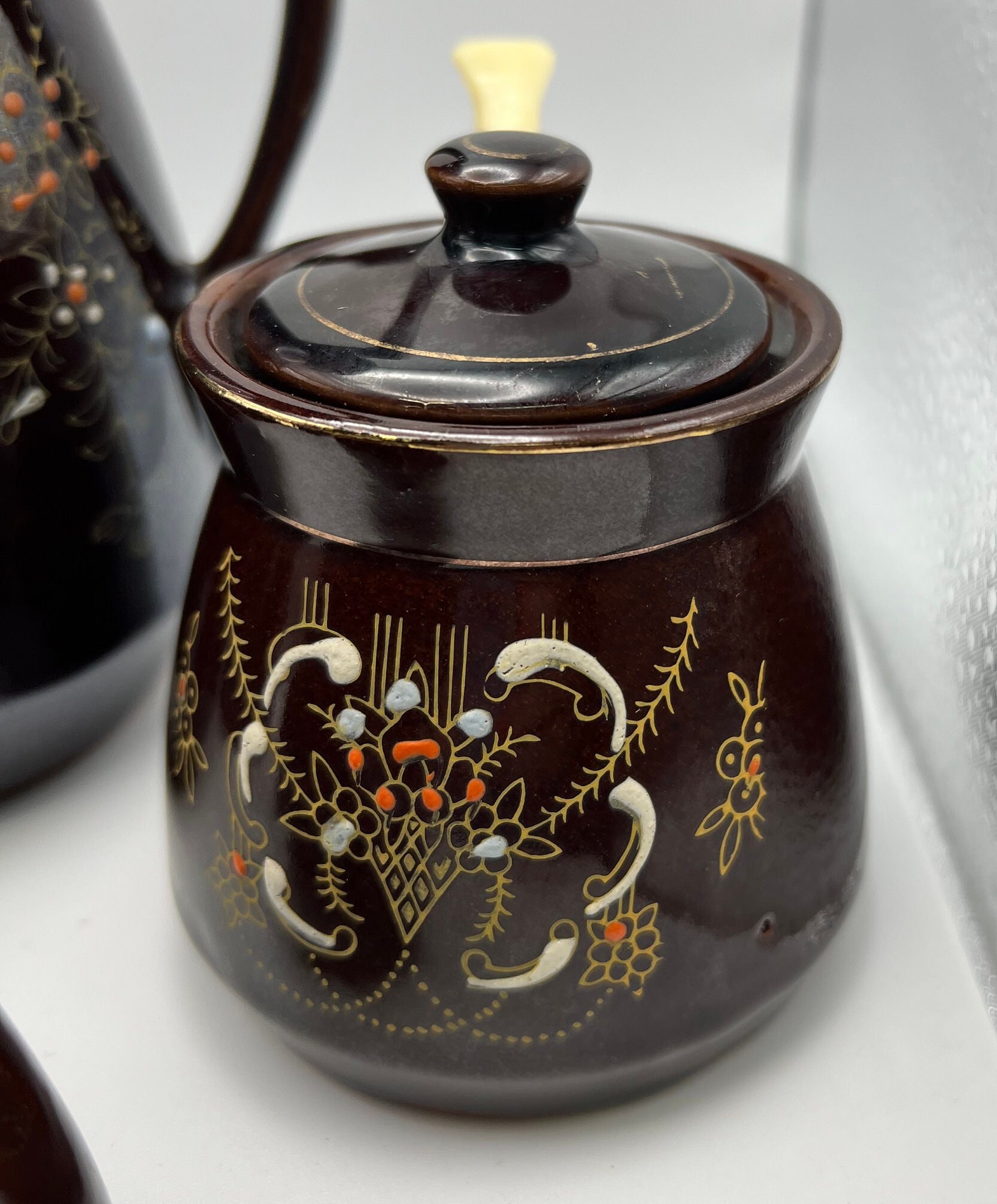 Japanese Moriage Style Redware Serve Set 8 Pieces - Etsy