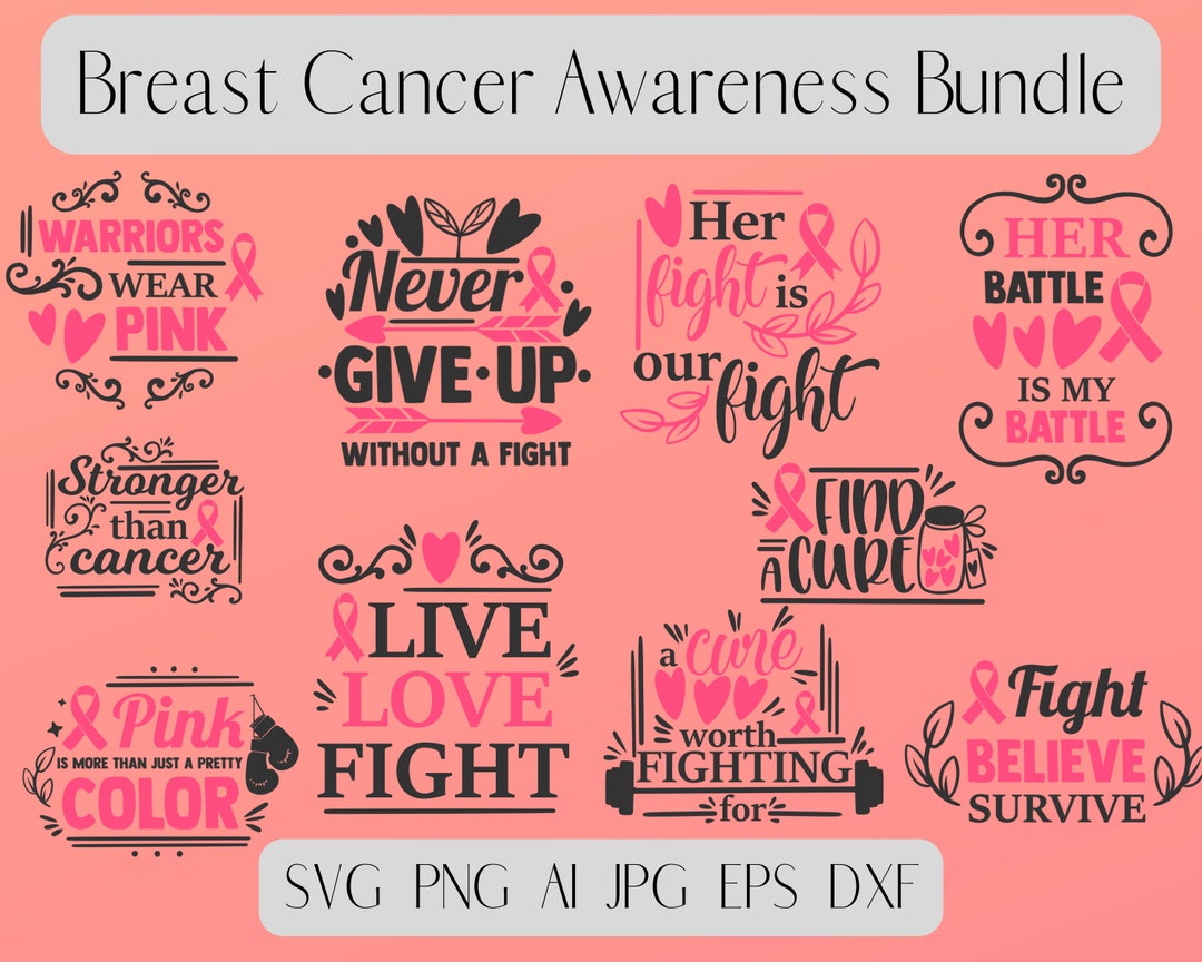 Breast Cancer Awareness Svg Bundle, Breast Cancer Svg, Brave Svg ...