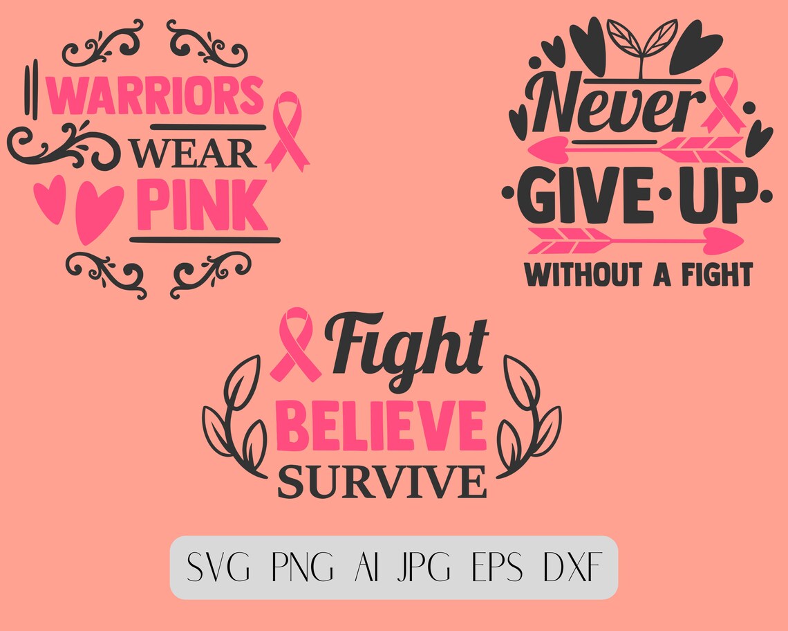 Breast Cancer Awareness Svg Bundle, Breast Cancer Svg, Brave Svg ...