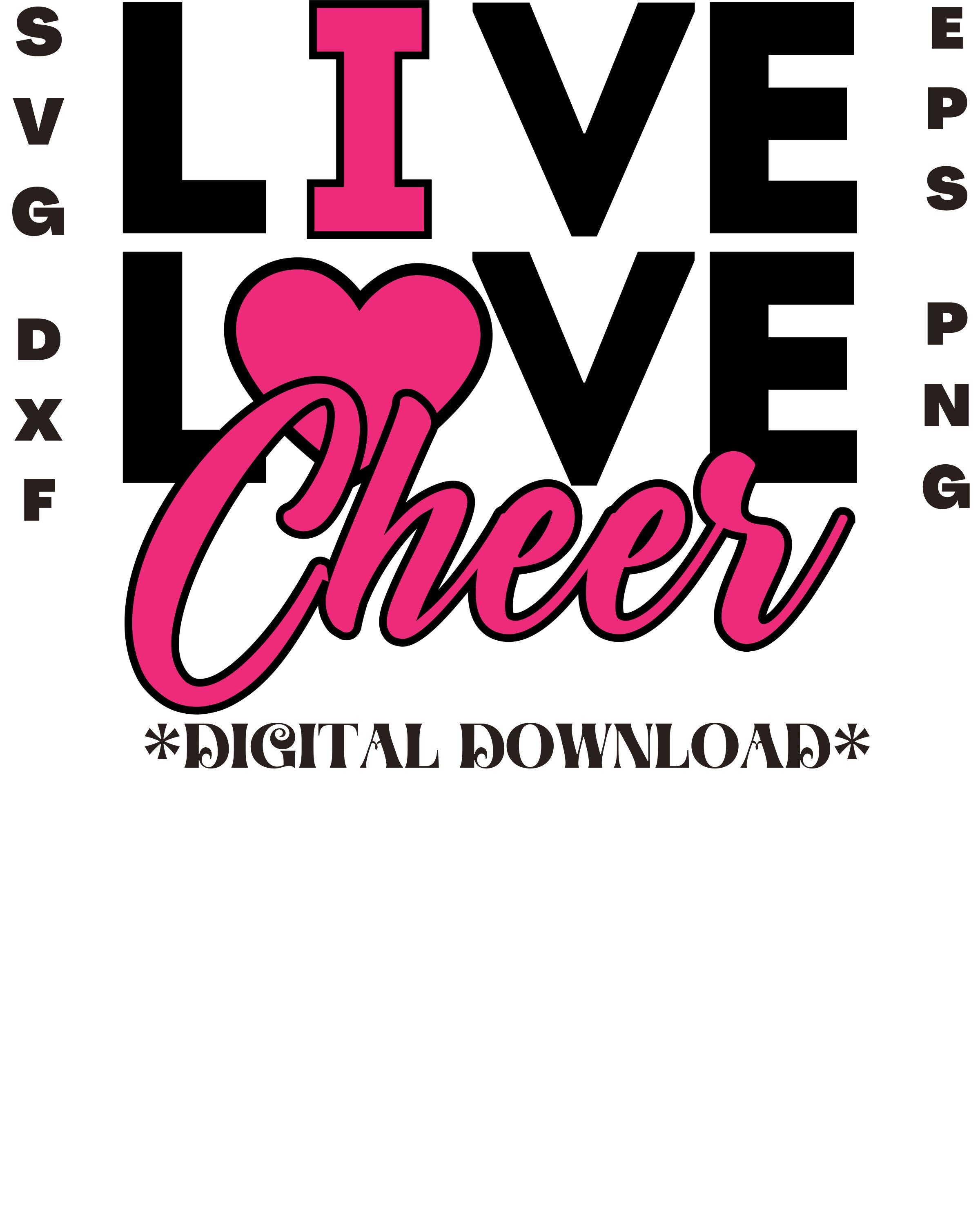 Cheer Svg| Live Love Cheer, I Love Cheer Svg| Digital Cut File for ...