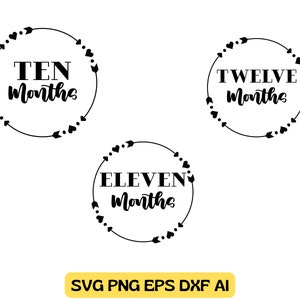 Monthly Milestones Svg- Arrow and Heart Milestone Svg- One Month Svg ...