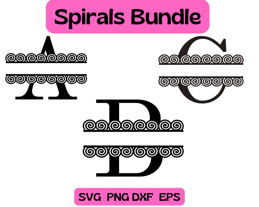 Split Alphabet Monogram Svg Bundle, Spiral Monogram Svg, Spiral Letters ...