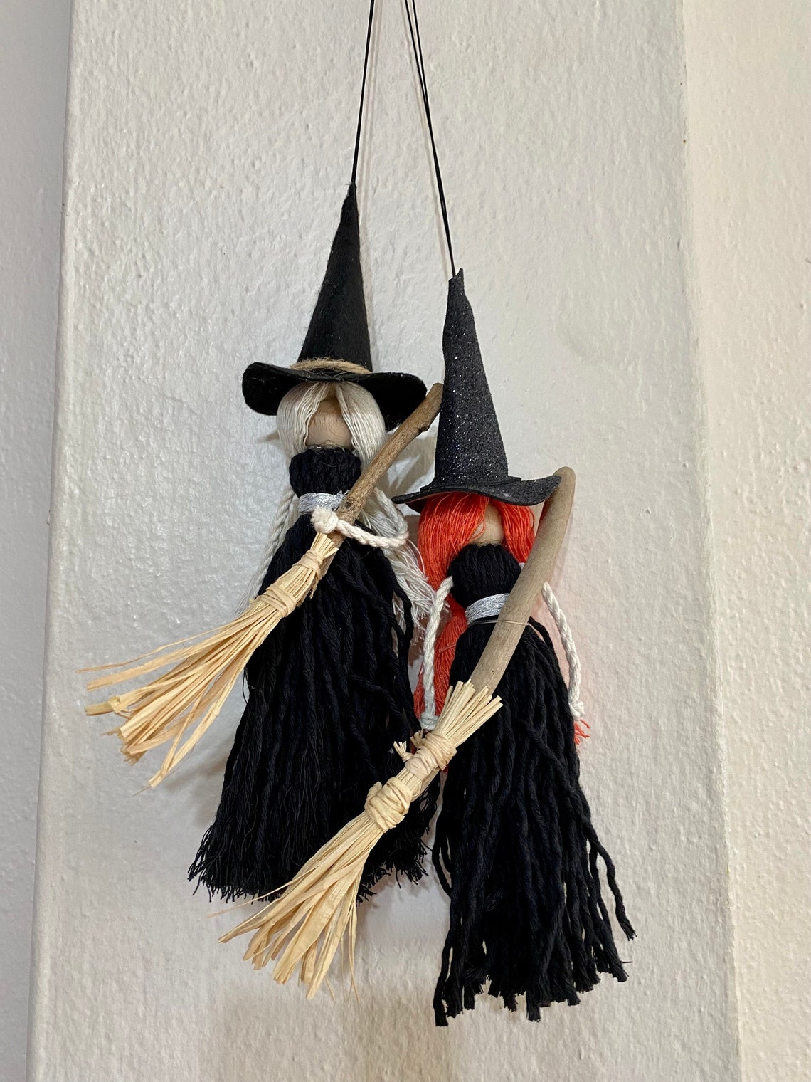 Handmade Witch Hanging Decoration With Witches Broomstick - Etsy