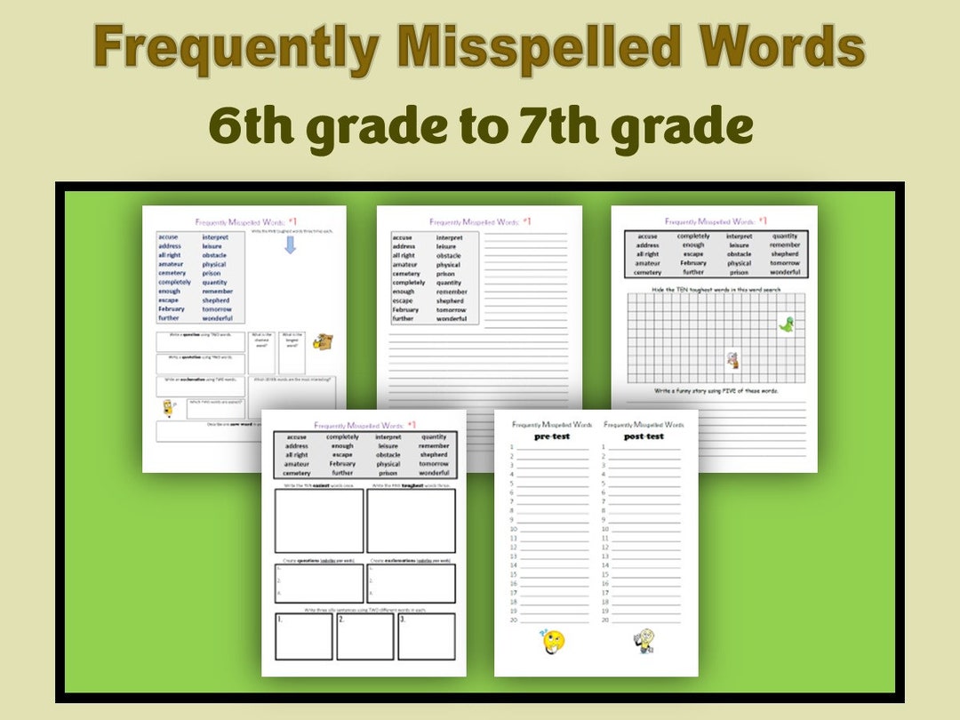 Frequently Misspelled Words Middle School Workbook Homeschool