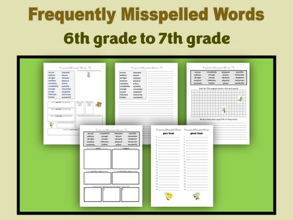 Frequently Misspelled Words Middle School Workbook - Etsy