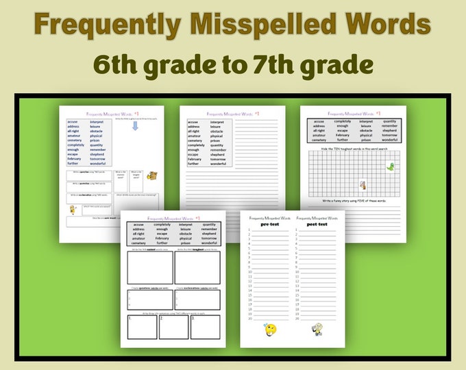 Frequently Misspelled Words, Middle School, Workbook, Homeschool ...