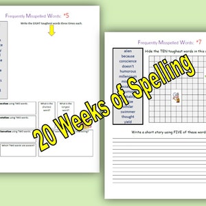 Frequently Misspelled Words, Fourth Grade, Fifth Grade, Educational ...