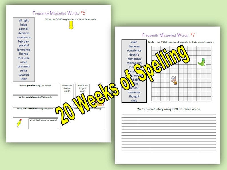 Frequently Misspelled Words, Fourth Grade, Fifth Grade, Educational ...