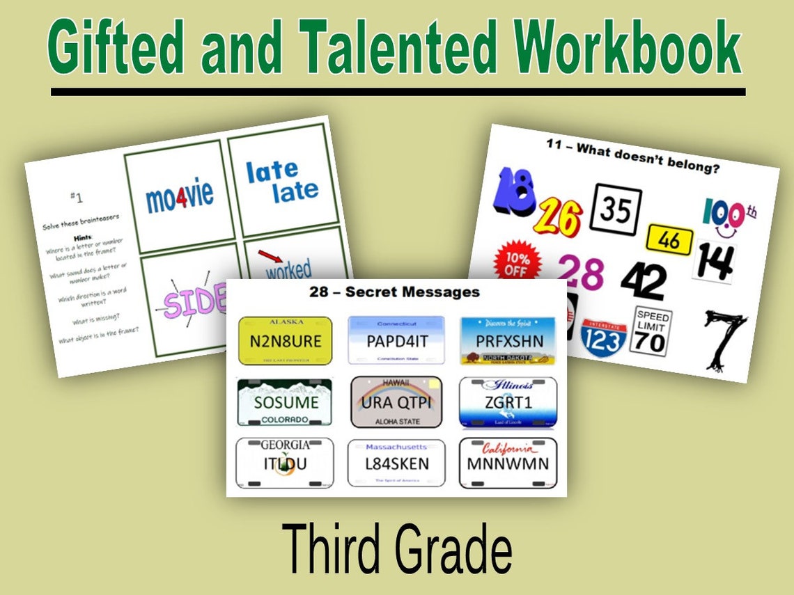 Gifted and Talented Workbook - Third Grade, Digital Download, Printable ...