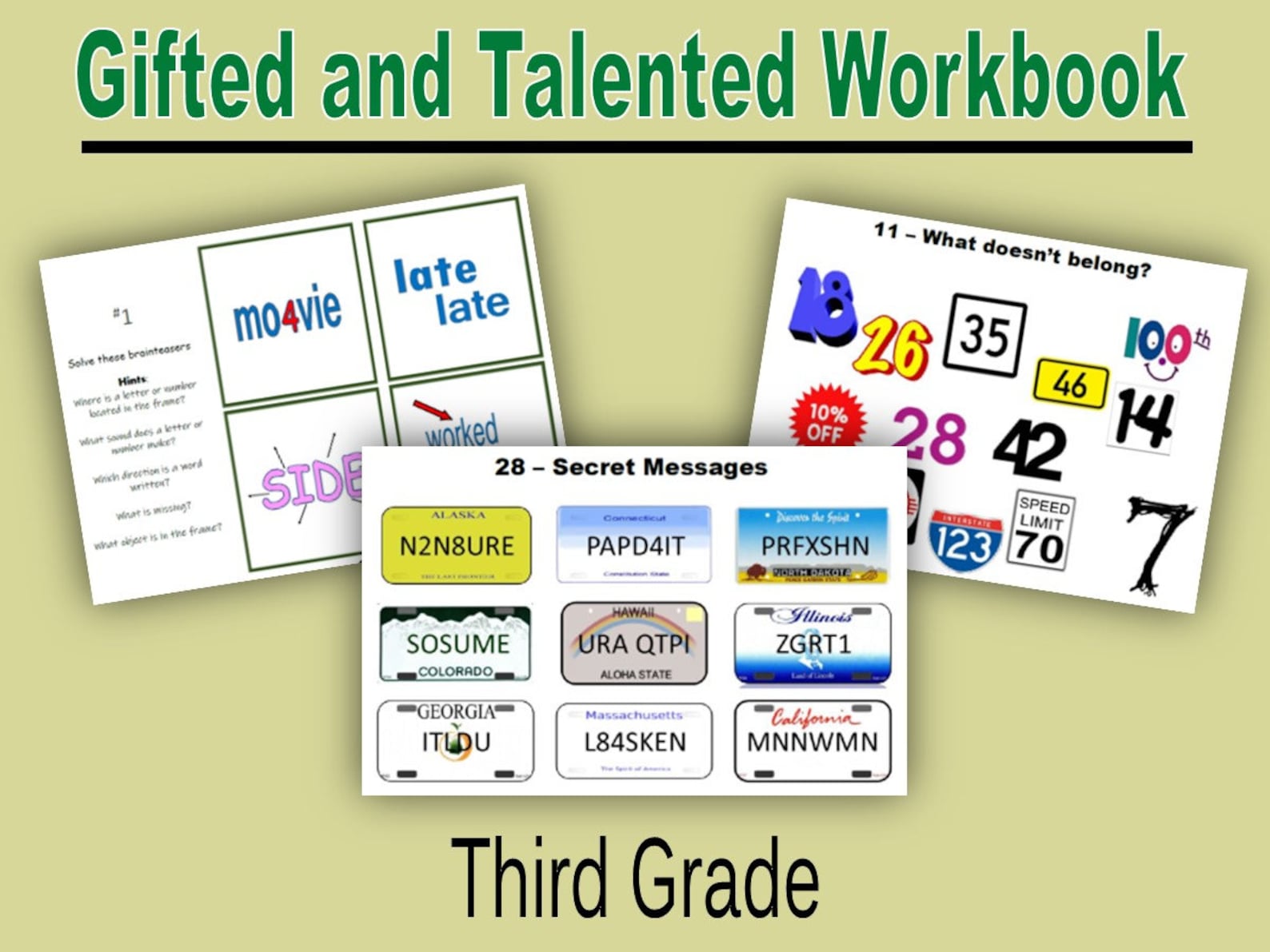 Gifted and Talented Workbook - Third Grade, Digital Download, Printable ...