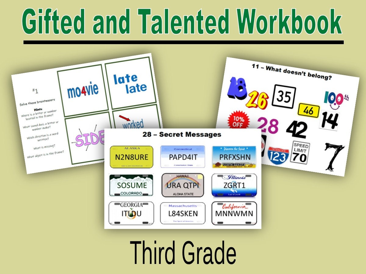Gifted and Talented Workbook - Third Grade, Digital Download, Printable ...