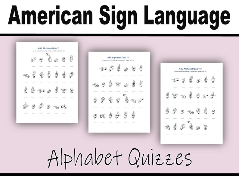 American Sign Language Alphabet QUIZZES, Digital Download, Educational ...