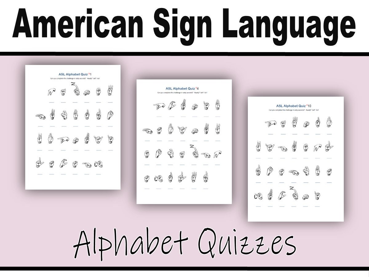 American Sign Language Alphabet QUIZZES, Digital Download, Educational ...