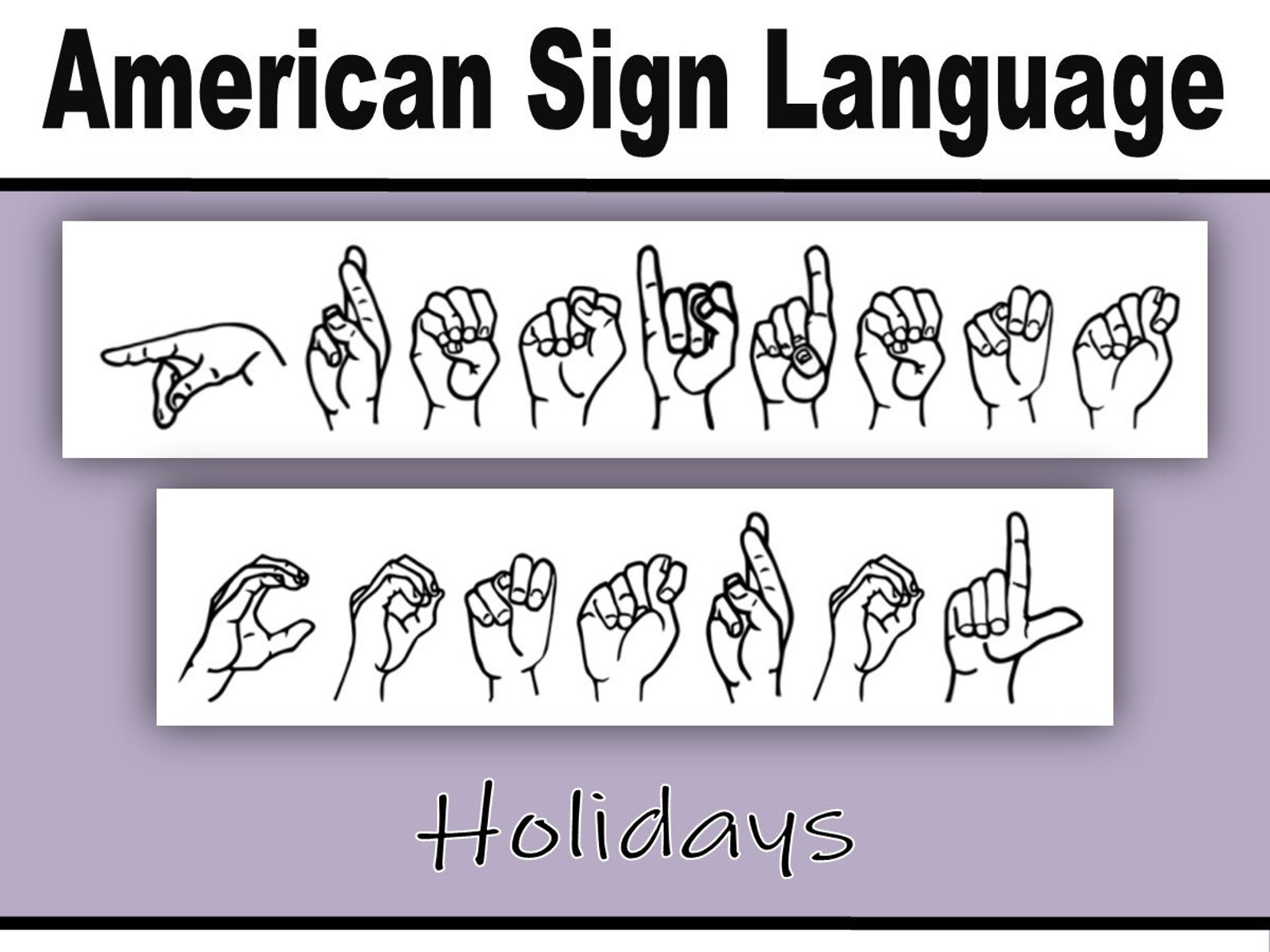 American Sign Language - HOLIDAYS, Worksheets, Digital Download ...