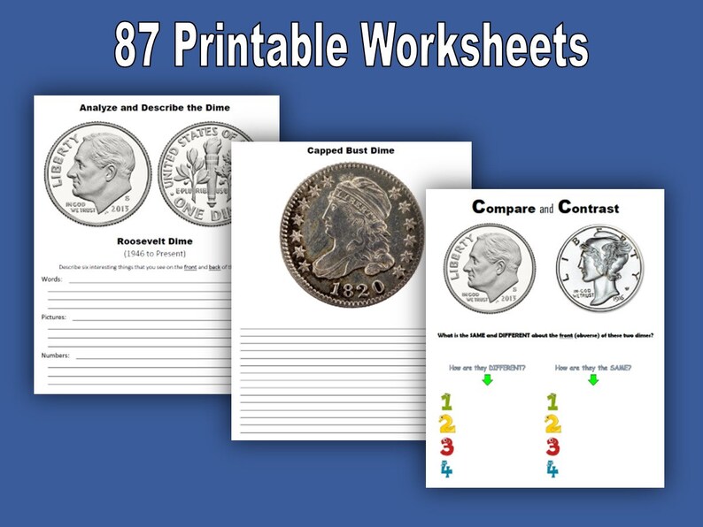Learn About the DIME Money Worksheets, US Coins, Instant Digital ...