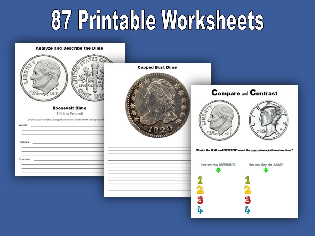 Learn About the DIME Money Worksheets, US Coins, Instant Digital ...