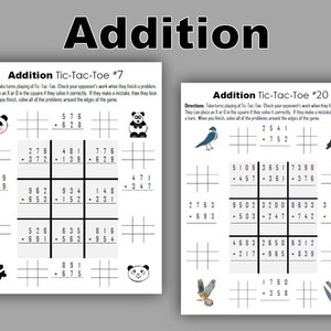 Math Tic-tac-toe, 80 Printable Worksheets, Instant Digital Download ...