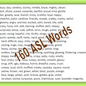 American Sign Language ADJECTIVES, Worksheets, Digital Download ...