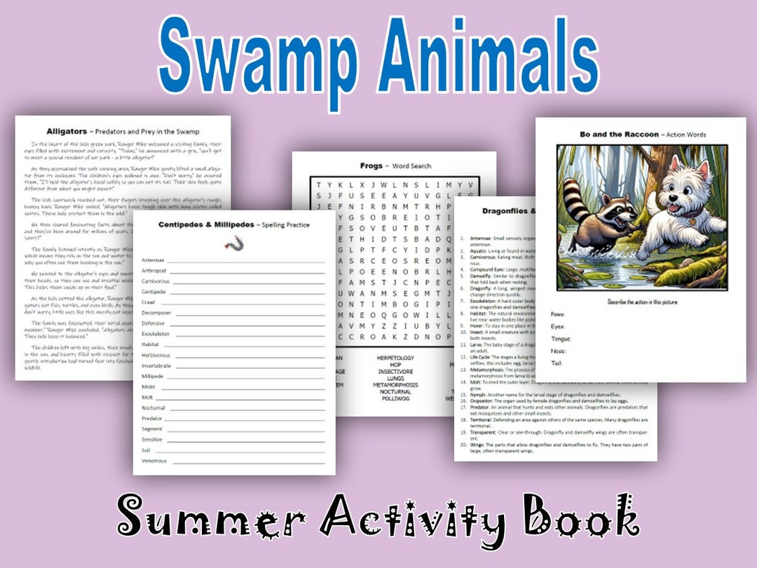 Swamp Animals - Summer Activity Book, Digital Download, Summer, End of ...