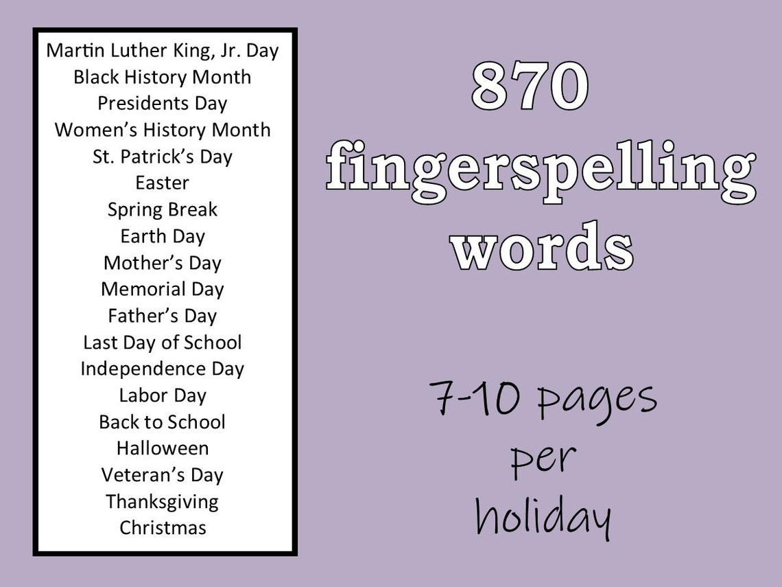 American Sign Language - HOLIDAYS, Worksheets, Digital Download ...