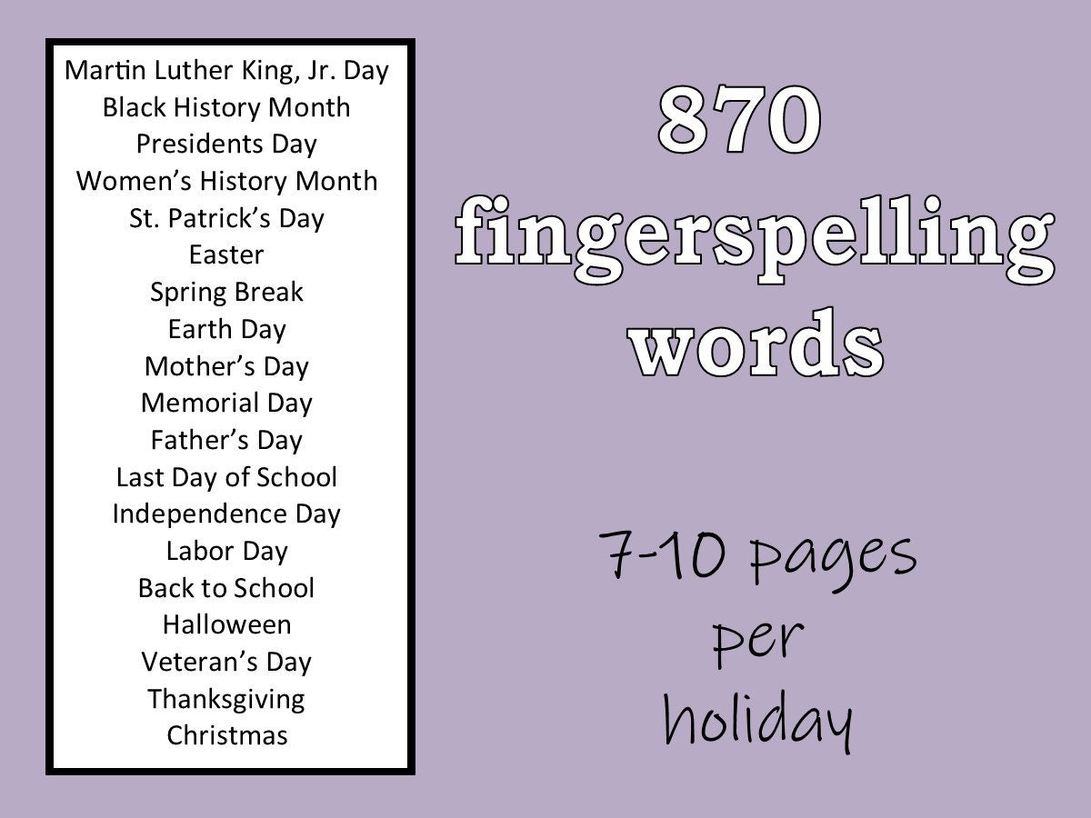 American Sign Language - HOLIDAYS, Worksheets, Digital Download ...